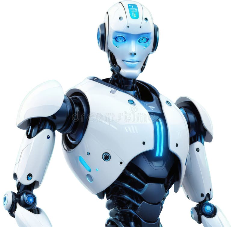 Futuristic Friendly Robot with Blue Accent Lights Ideal for Technology and Innovation Themes ...