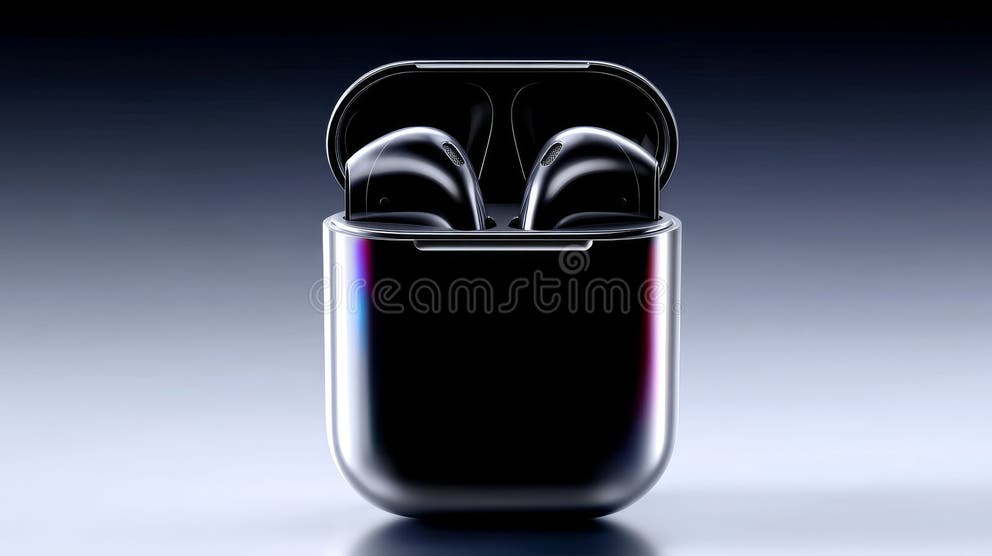 This Image Features Sleek Wireless Earbuds within a Compact Charging ...
