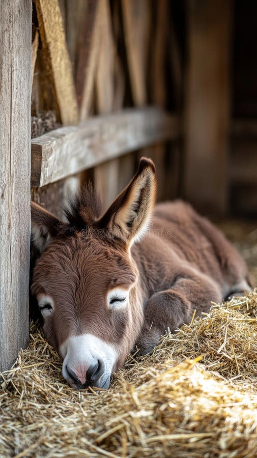 Peaceful Donkey Resting Serene Farm Landscape Stock Photos - Free ...