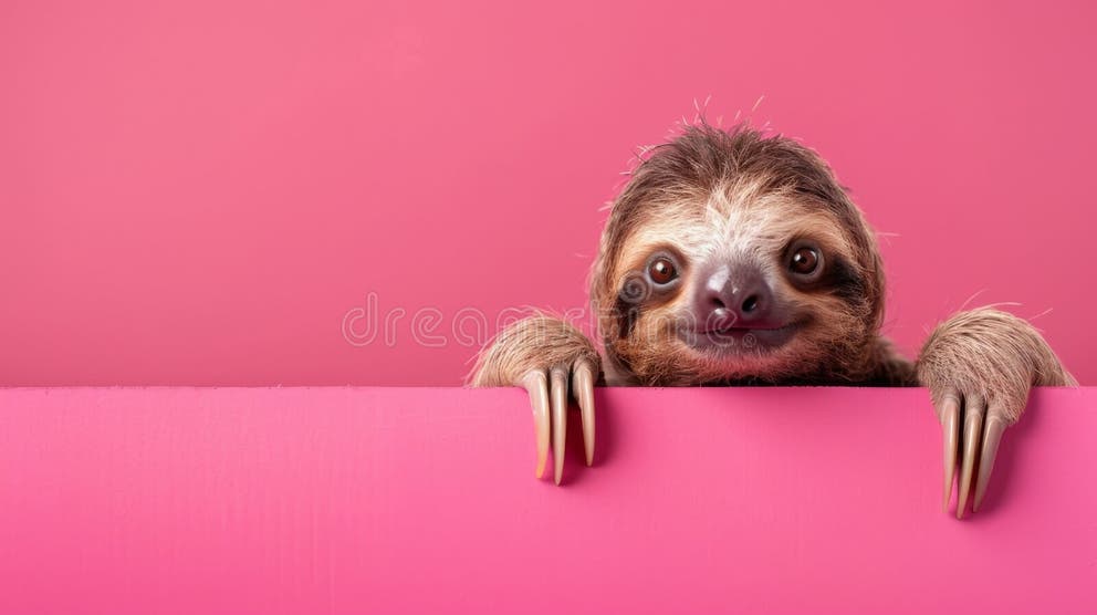 Adorable Baby Sloth on Solid Color Background Ideal for Banners and Ads ...