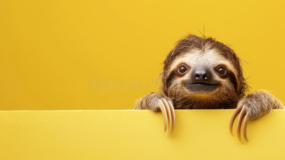 Adorable Baby Sloth on Solid Color Background Ideal for Banners and Ads Stock Illustration ...