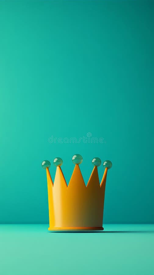 The Image Features a Small Golden Crown with Pink Gemstones on a Blue ...