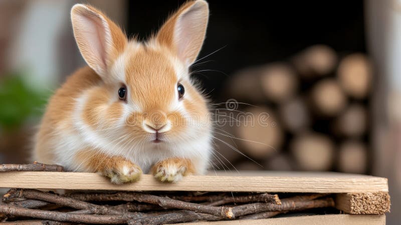 A Cute Little Rabbit with a White Chest and Paws. Stock Image - Image ...