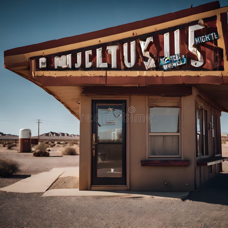 Abandoned Roadside Desert Building with Retro Signage Stock Photo ...