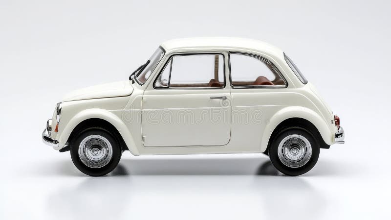 The Image Features a Small, White Compact Car Viewed from the Side ...