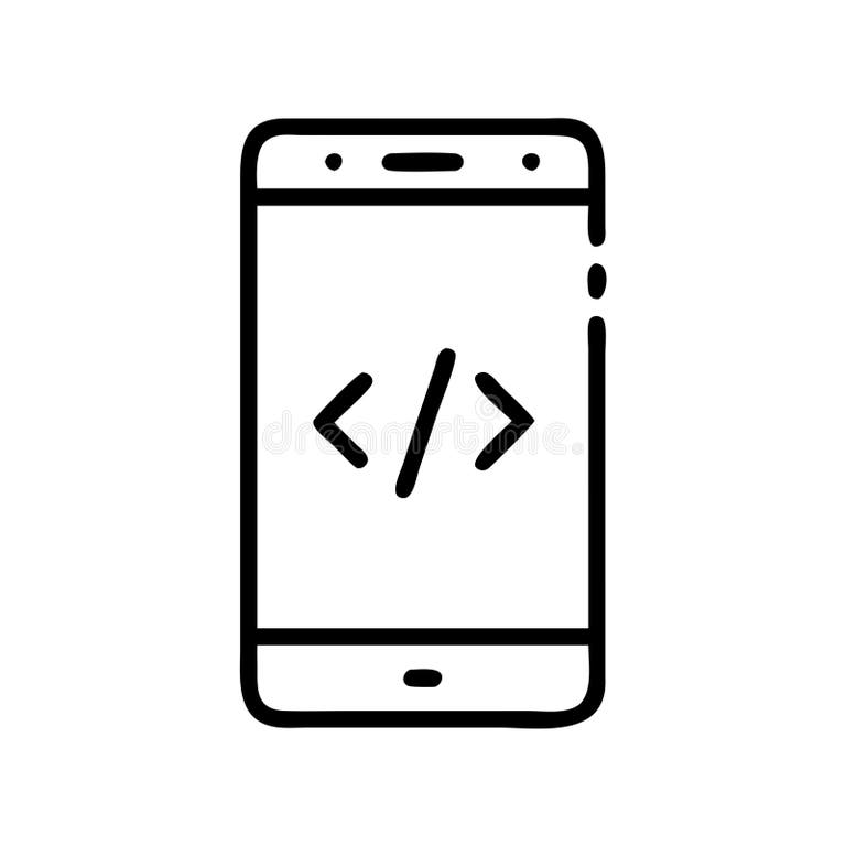Smartphone with Code Symbols Vector for Technology and Programming Resources Stock Illustration ...