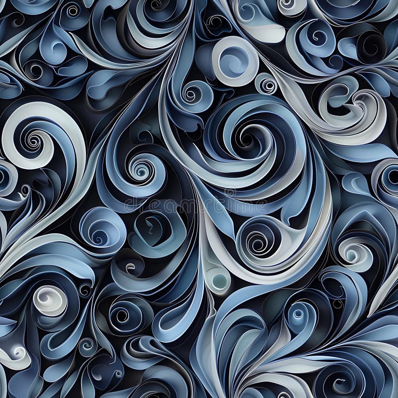 Smoke Inspired Paper Quilling Repeating Pattern Stock Illustration ...