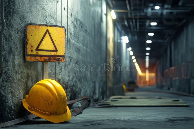 Stylized Construction Sign and Hard Hat Stock Illustration ...