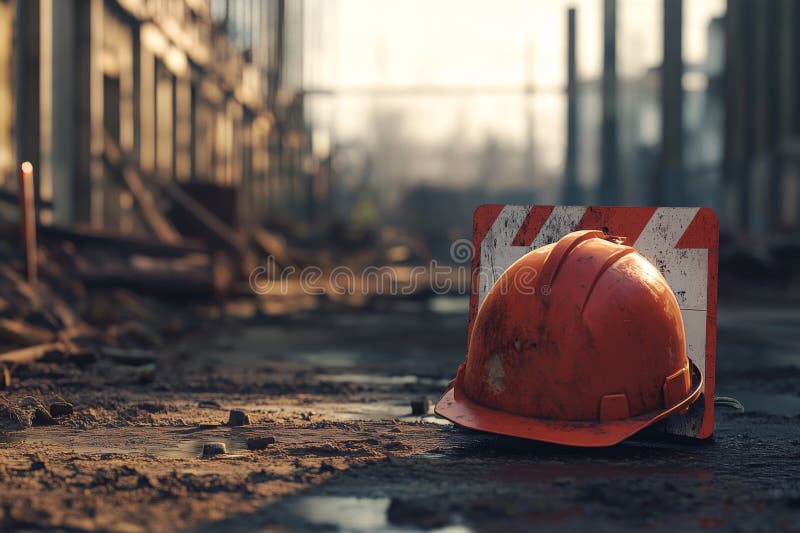 Stylized Construction Sign and Hard Hat Stock Illustration ...