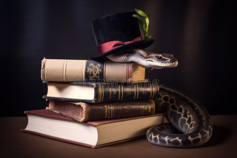 Snake Scholar with Top Hat stock illustration. Illustration of animal ...
