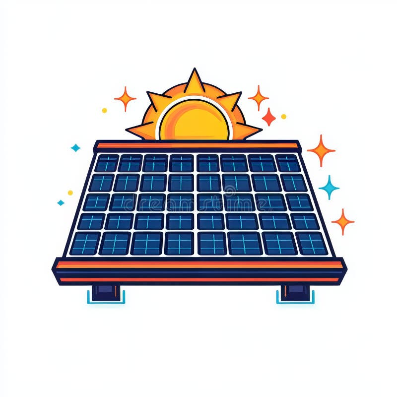 The Image Features a Solar Panel and Sun Icon in Bold Colors on a Clean ...