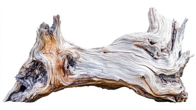 The Image Features a Solitary, Weathered Old Log with a Textured ...