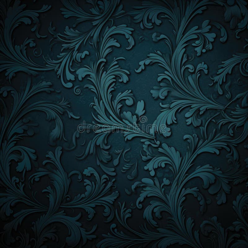 Elegant Dark Blue Floral Wallpaper Design, AI Generated Stock ...