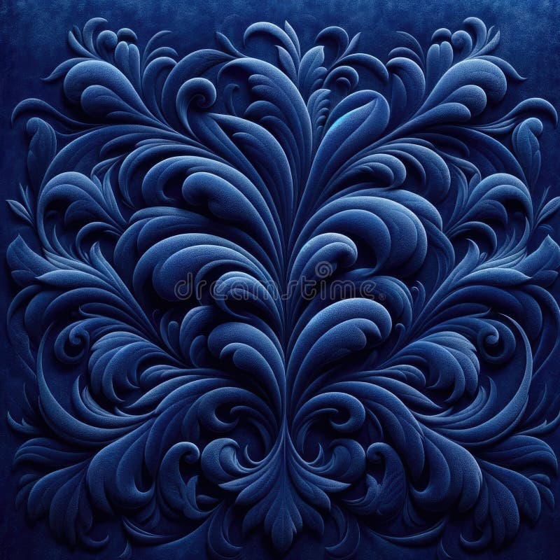 Elegant Blue Floral Embossed Texture Background, AI Generated Stock ...