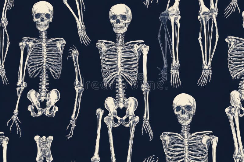 Elegant Bone Structure Line Art Stock Illustration - Illustration of ...