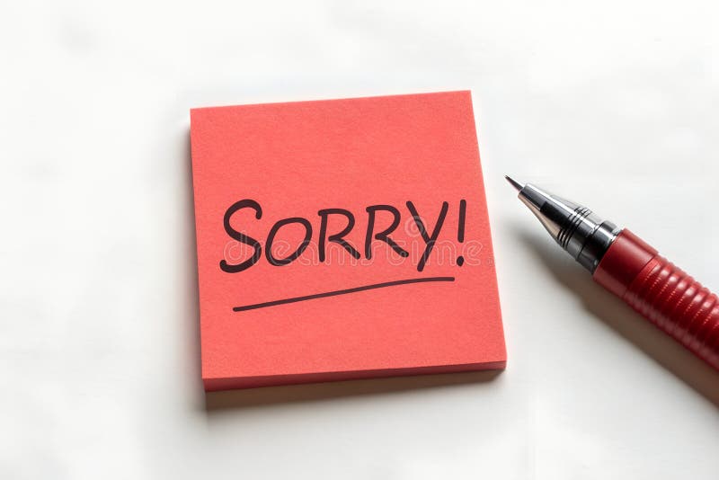 Red Sticky Note with Sorry Written on it Stock Illustration ...
