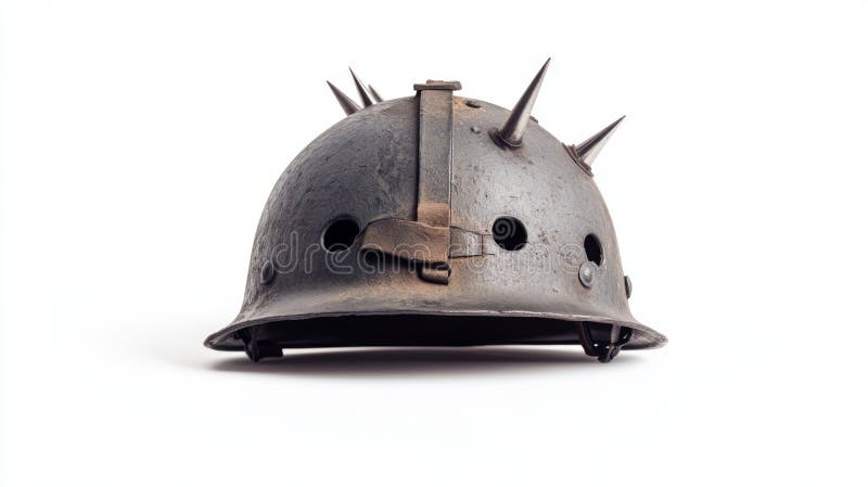 Spiked Military Helmet Showcased in an Artistic Manner. this Unique ...