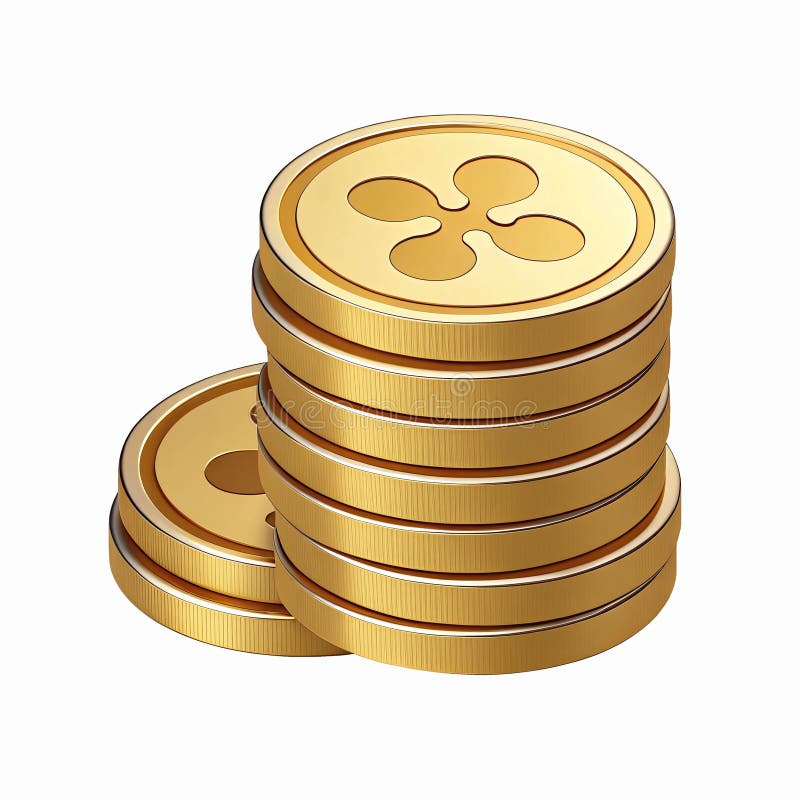 Stack of Shiny Gold Cryptocurrency Coins with Ripple Logo on ...
