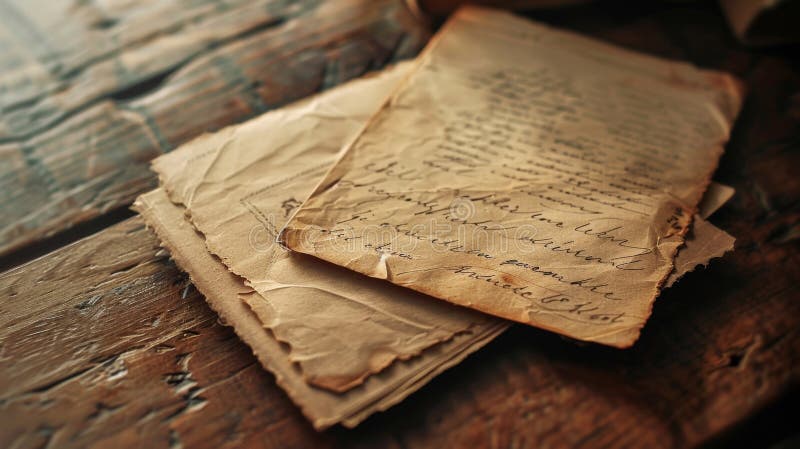 Vintage Letters on Wooden Table - Generative AI Stock Photo - Image of ...