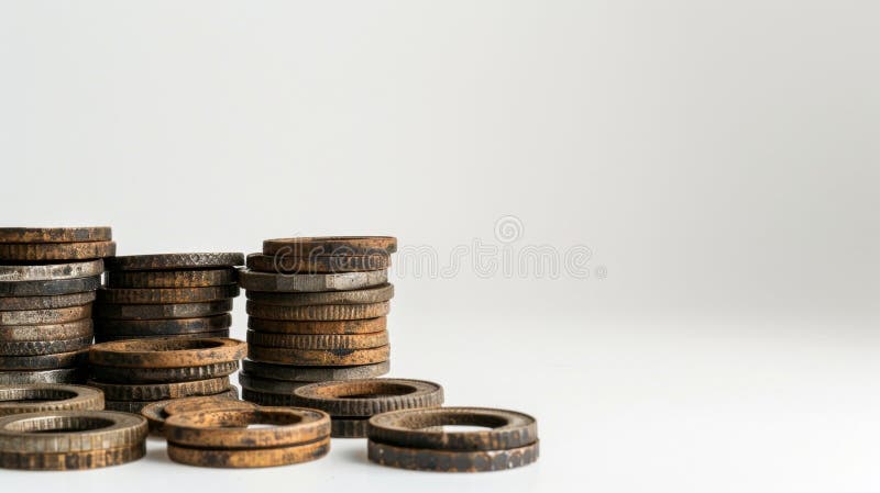 Stacked Rusty Coins on White Background, Generative AI Stock Image ...