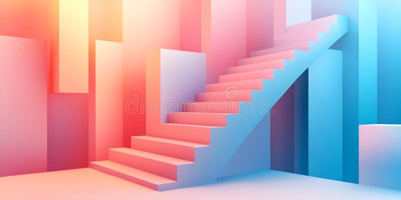 Translucent Staircase with Illuminated Steps Stock Illustration ...
