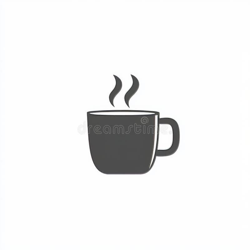 The Image Features a Straightforward Line Drawing of a Steaming Coffee ...