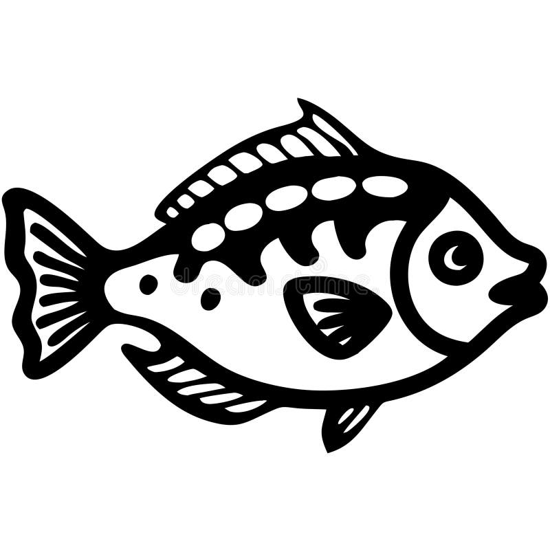 Black Silhouette Fish Vector Illustration for Tattoos and Coloring ...