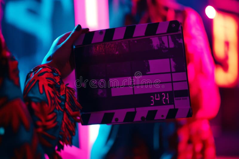 A Colorful Movie Clapperboard in a Vibrant Setting. the Background is ...