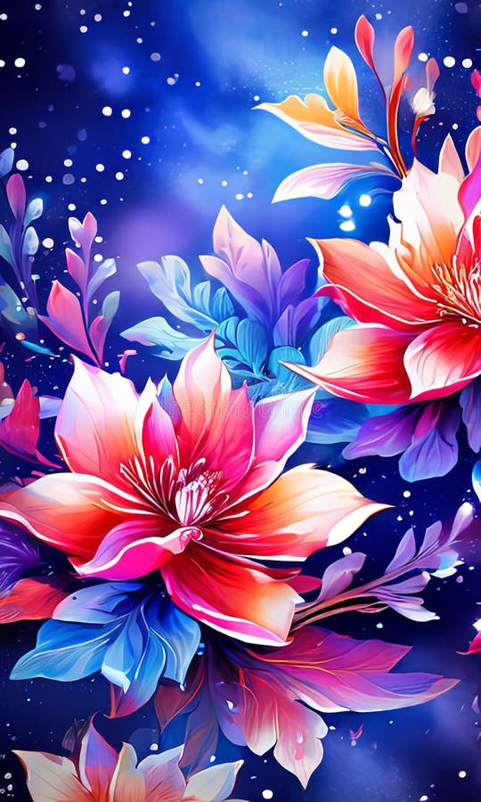Image Features Striking Contrast between Vivid Colors of Flowers, Dark ...
