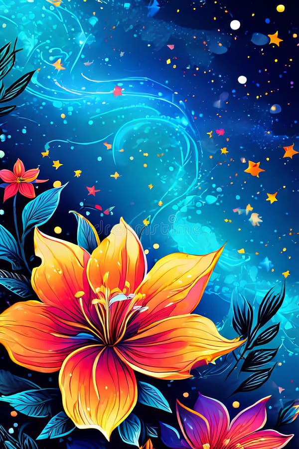 Image Features Striking Contrast between Vivid Colors of Flowers, Dark ...