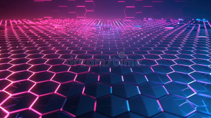 Radiant Hexagons. Vibrant Geometric Pattern with Glowing Gradients ...