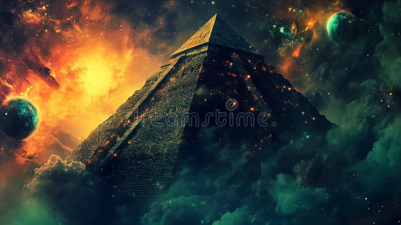 Modern Art Installation: Reflective Pyramid Structure Stock Photo ...