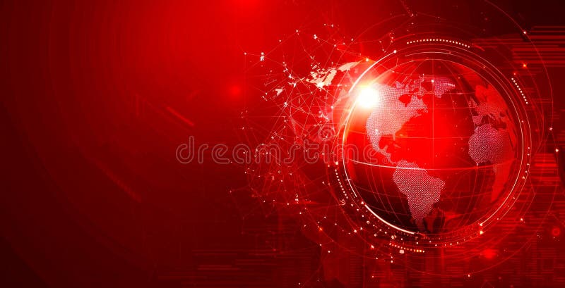An Abstract Digital Globe in Vibrant Red Tones. the Globe is ...