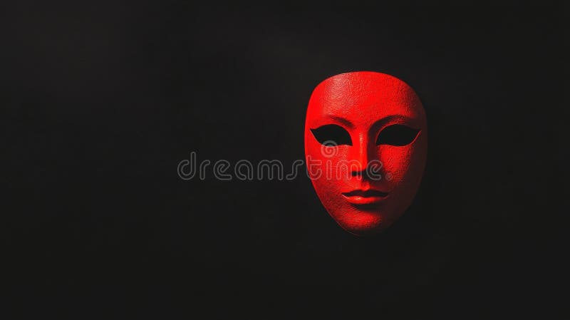 Red Mask on Black Background Stock Photo - Image of stark, round: 376287192