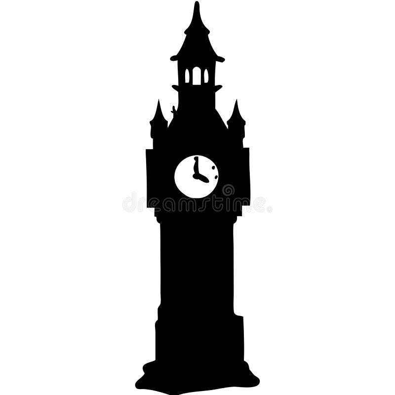 Ic Clock Tower Silhouette Vector Illustration for Design Projects Stock ...