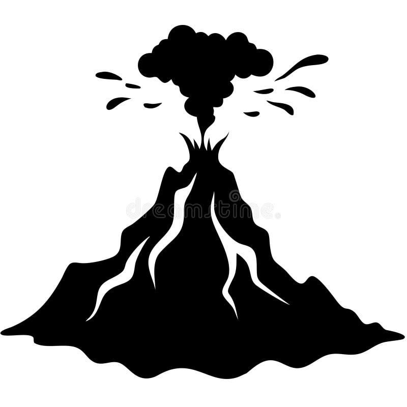 Erupting Volcano Silhouette Vector for Art Design and Educational Use ...