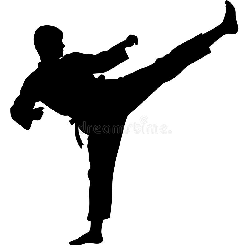 Martial Artist Silhouette High Kick Pose Perfect for Tattoos and ...
