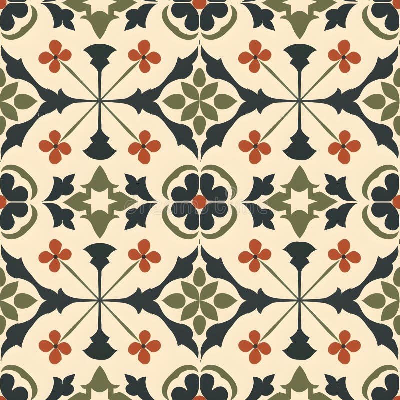 Spanish Tile Pattern with Clover Design Stock Illustration ...