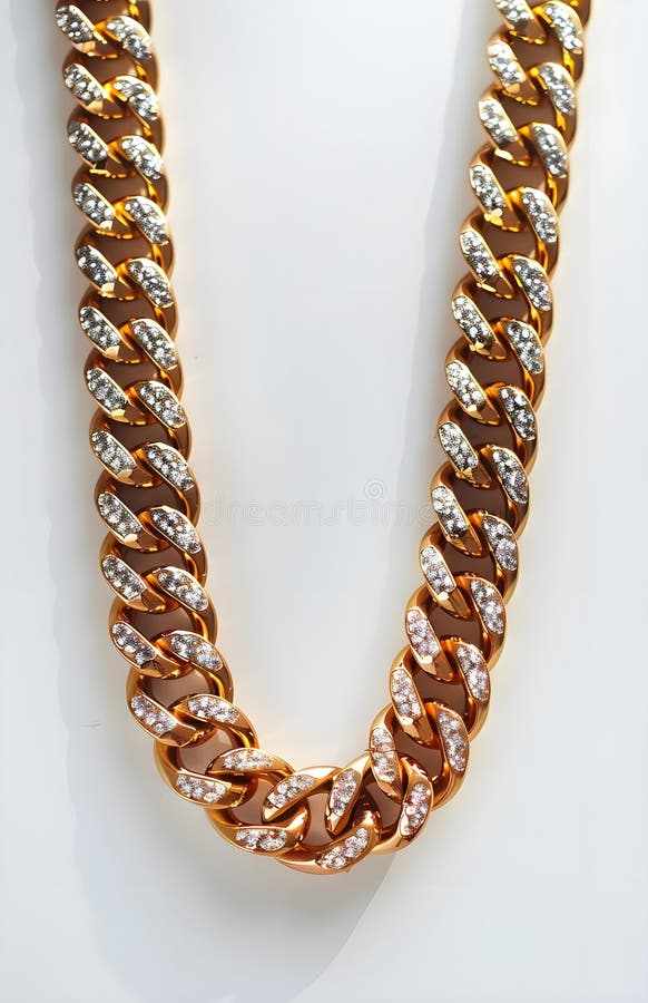 Thick Gold Chains with Diamonds Hanging Vertically Generative AI Stock ...