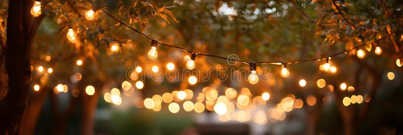 Warm Glowing Lights between Trees Stock Illustration - Illustration of ...
