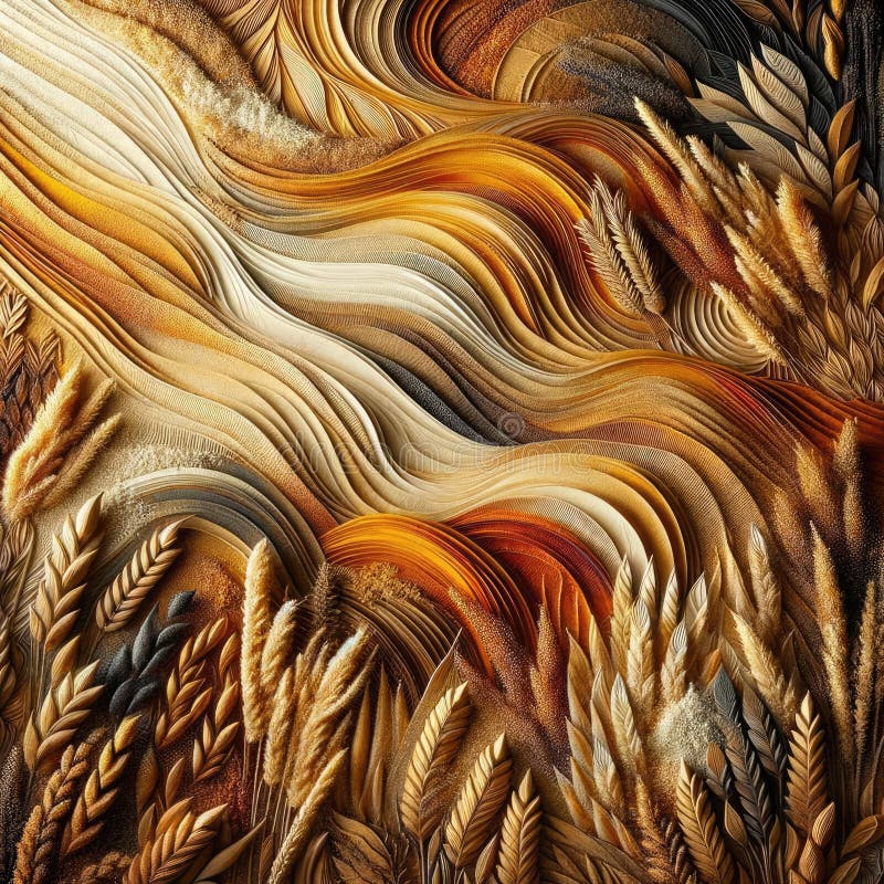 Abstract Golden Wheat Field Artwork, AI Generated Stock Illustration ...