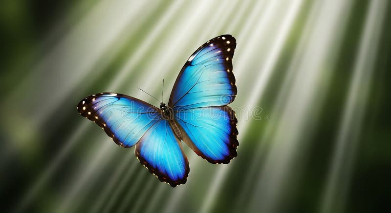 A Blue Morpho Butterfly in Sunlight Stock Illustration - Illustration ...