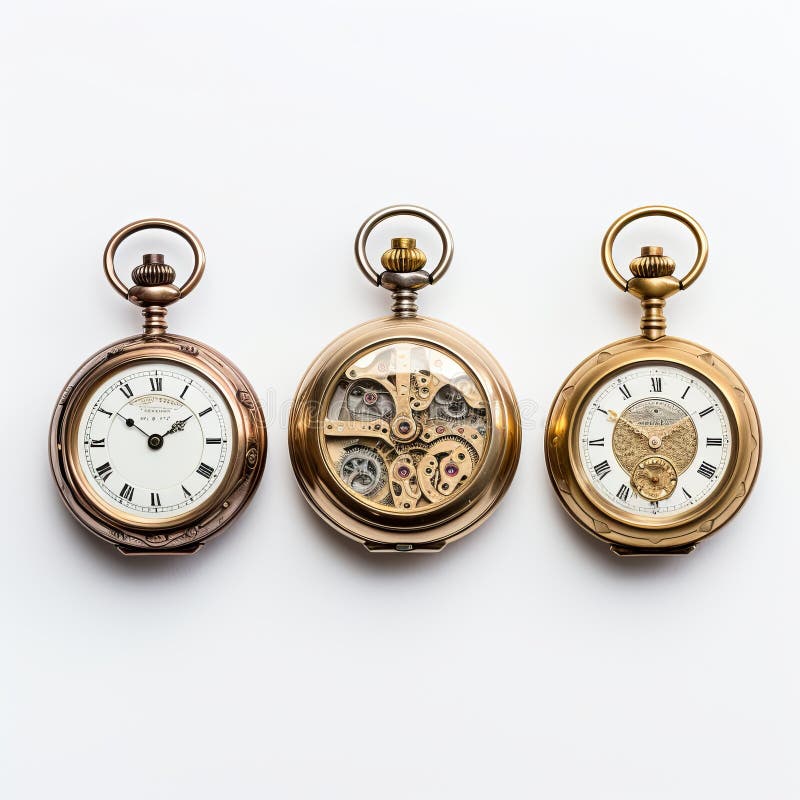 Collection of Three Exquisite Antique Watches Displayed on a Clean ...