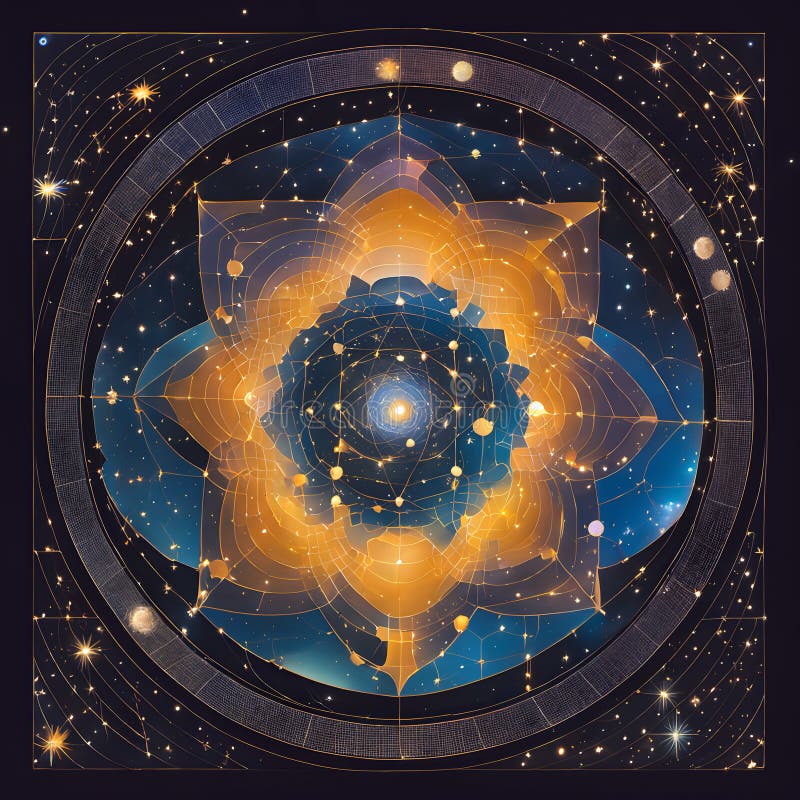 Cosmic Mandala Art with Celestial Bodies and Starry Design Stock Image ...