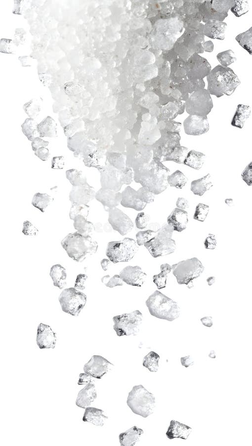 Falling Sea Salt Crystals Isolated on White Background Stock Image ...