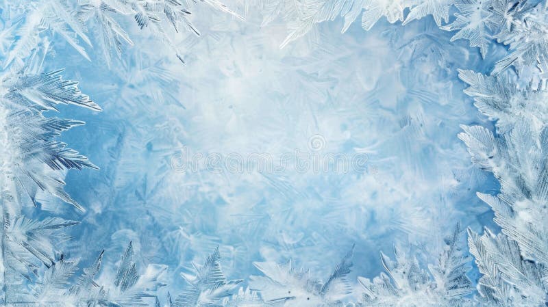 Frosty Ice Crystal Frame on Blue Background, Generative AI Stock Photo ...