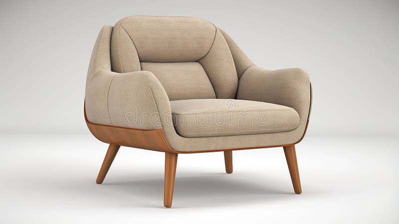 Iconic Mid-Century Modern Armchair with Tapered Legs Stock Illustration ...