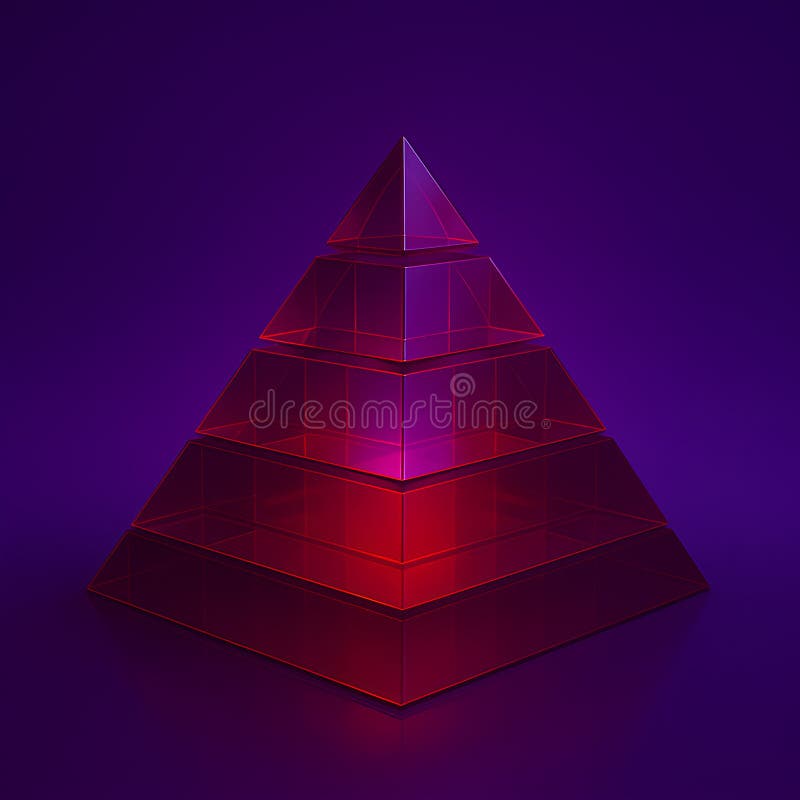 Red Transparent Pyramid Structure with Glowing Light Stock Illustration ...