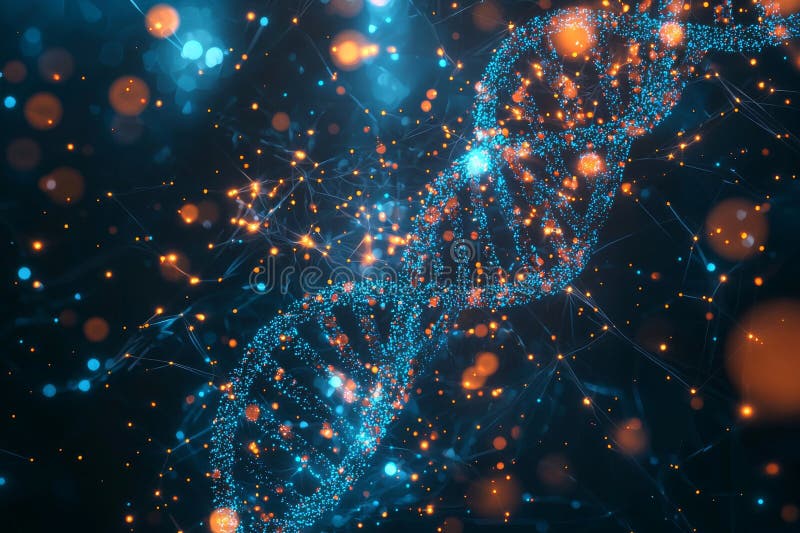 This Image Features a Stunning Rendering of a DNA Strand in 3D Stock ...