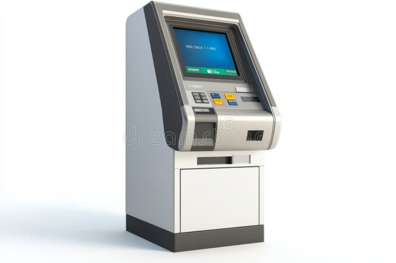 A Modern ATM Machine Against a Clean Background. this Sleek Design ...